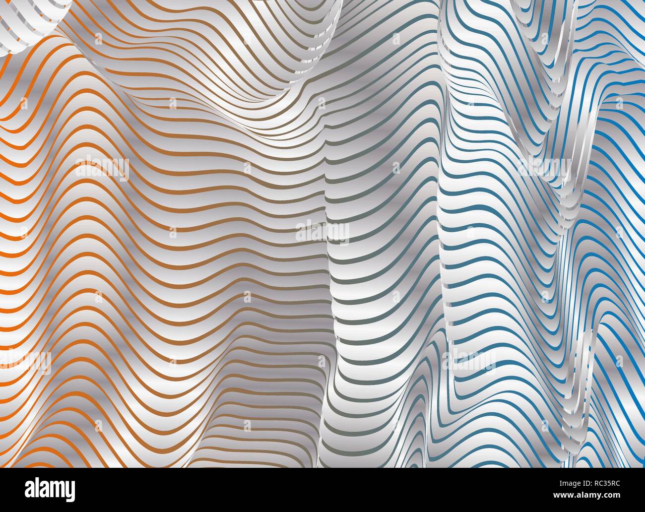 Parallel bands of metal with a gradient fill. Bizarre curved shape ...