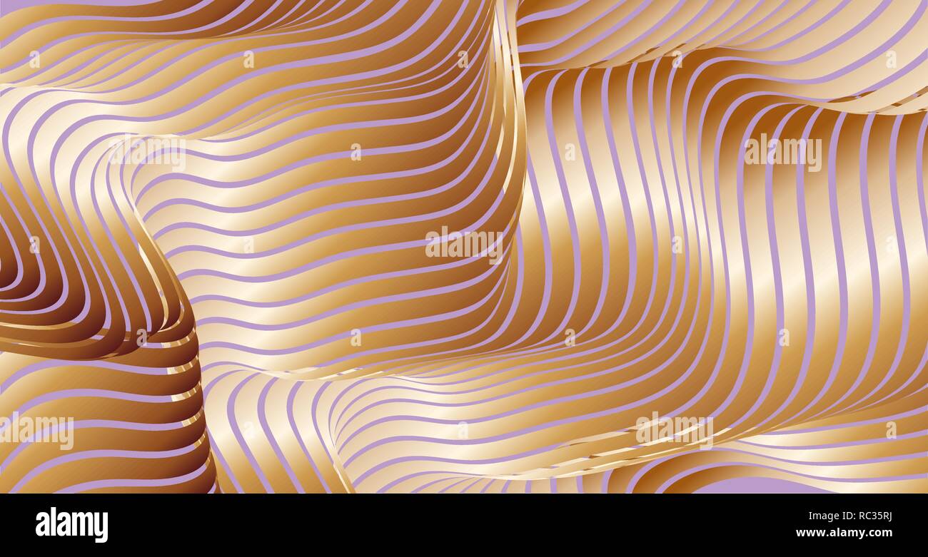 Parallel bands of metal with a gradient fill. Bizarre curved shape ...