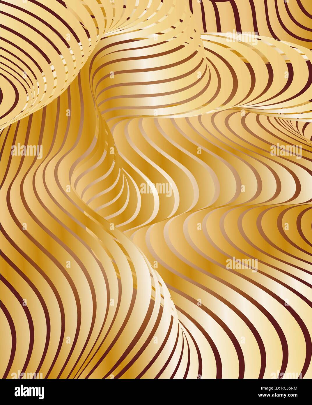 Parallel bands of metal with a gradient fill. Bizarre curved shape ...