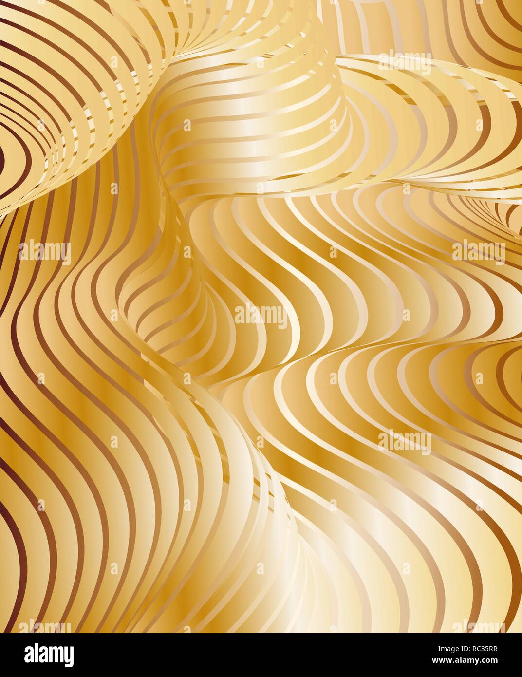 Parallel bands of metal with a gradient fill. Bizarre curved shape ...