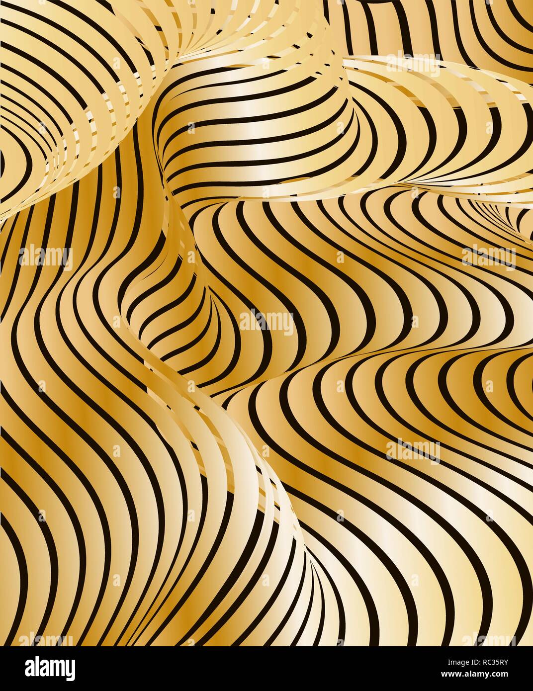 Parallel bands of metal with a gradient fill. Bizarre curved shape ...