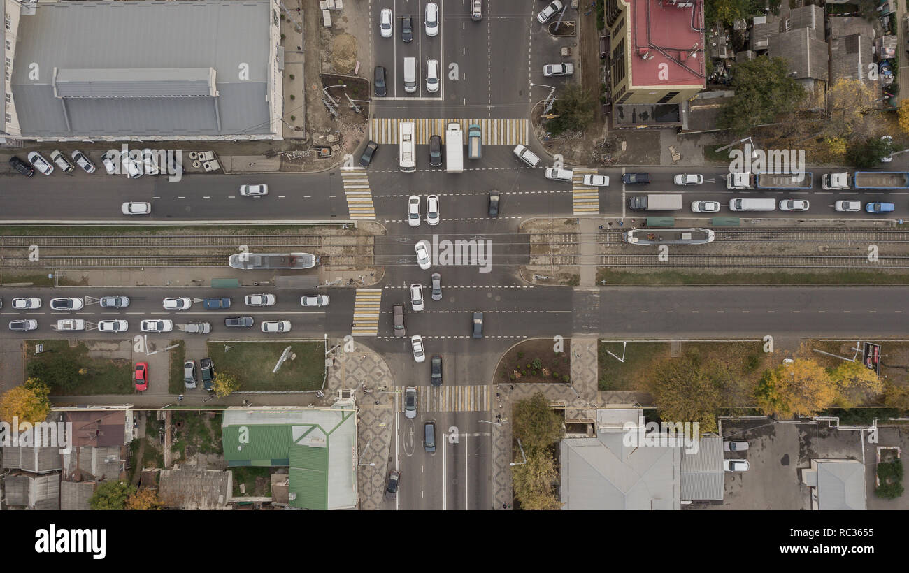 Aerial view of the road junction, intersections, roads, bridges Stock ...