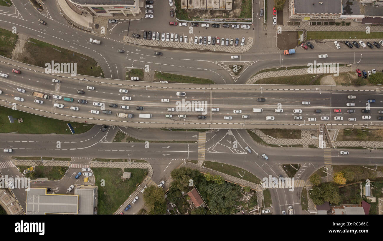 Aerial view of the road junction, intersections, roads, bridges Stock ...