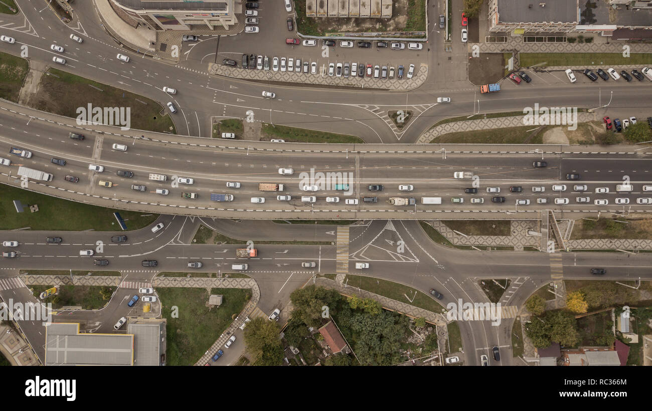Aerial view of the road junction, intersections, roads, bridges Stock ...