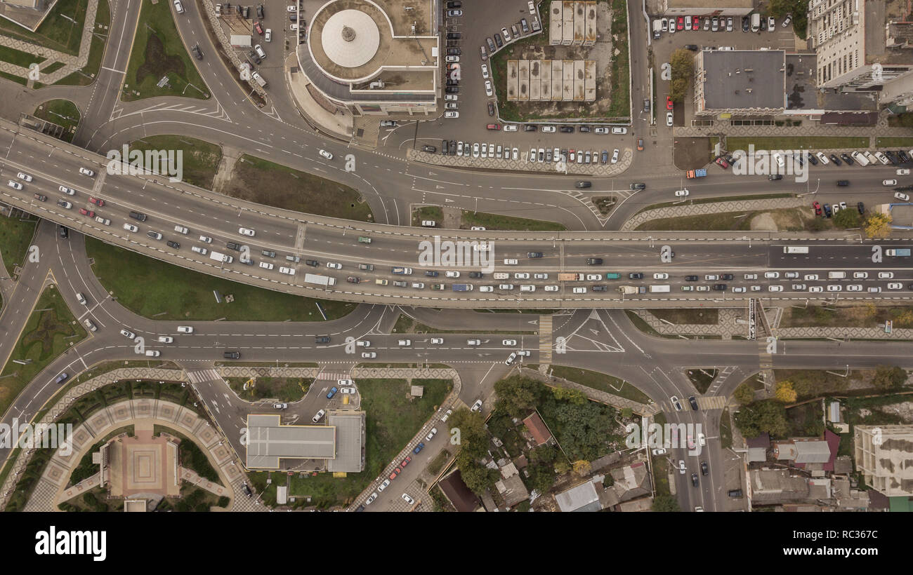 Aerial view of the road junction, intersections, roads, bridges Stock ...