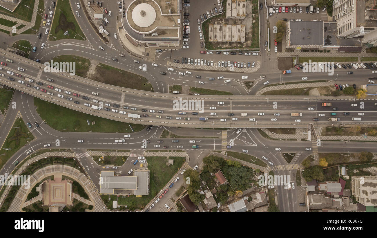 Aerial view of the road junction, intersections, roads, bridges Stock ...