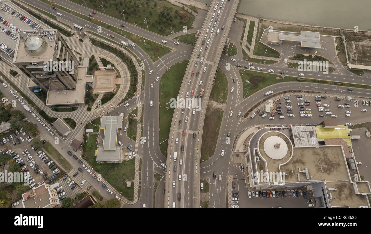 Aerial view of the road junction, intersections, roads, bridges Stock ...