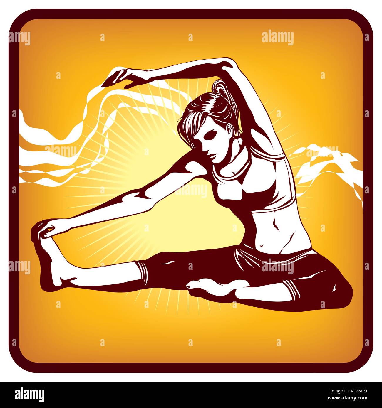 Graphics icon of woman doing gymnastics stretching. Vector illustration ...