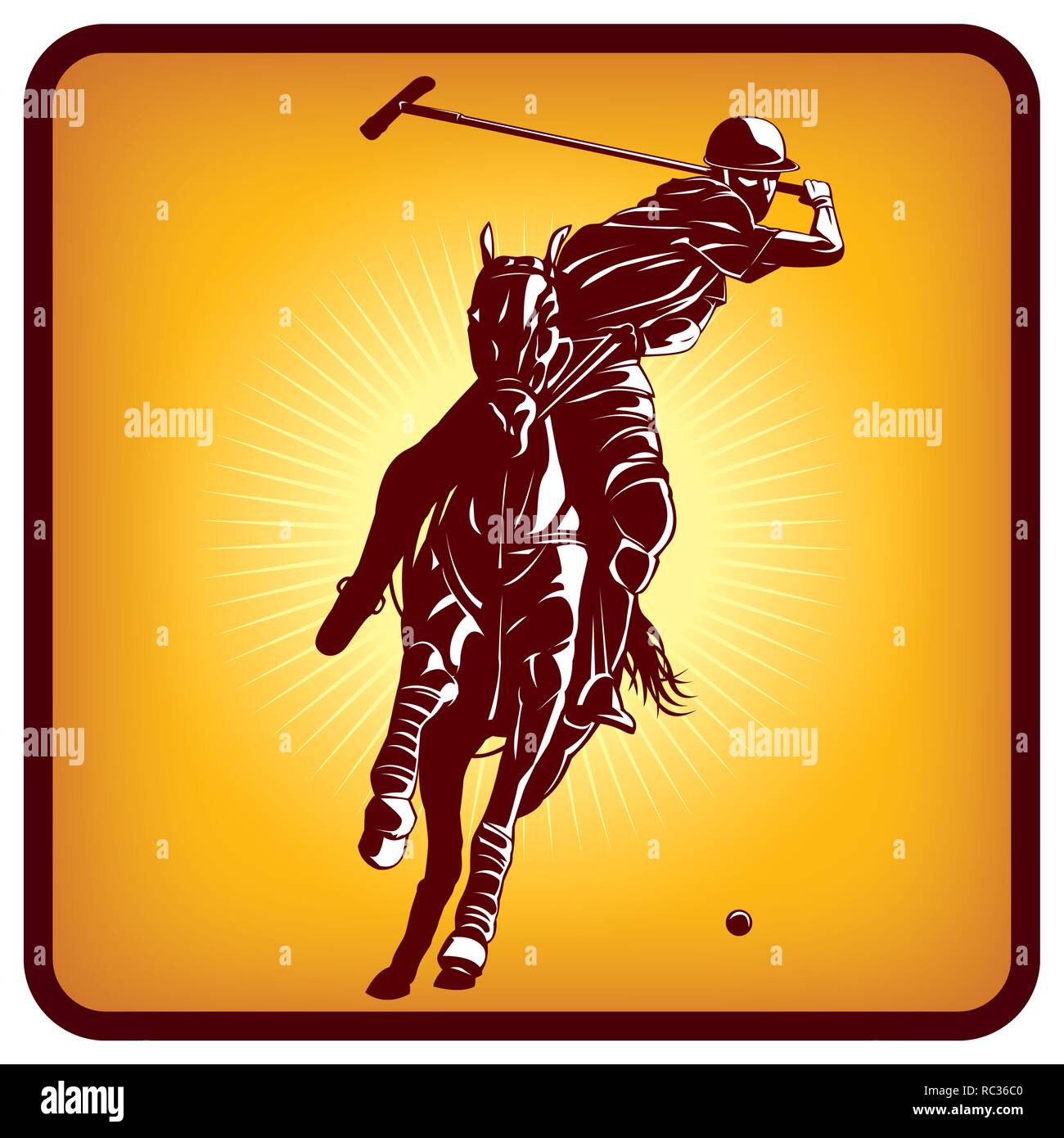 Graphics icon of polo player and horse. Vector illustration, orange ...