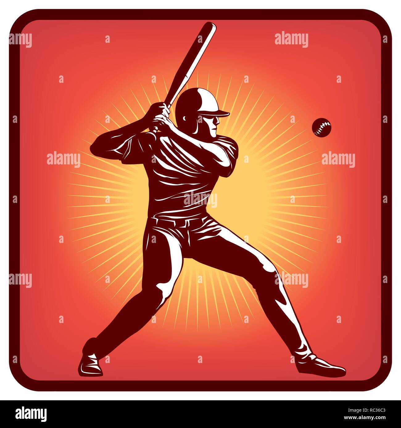 Graphics icon of baseball player with bat and ball. Vector illustration ...