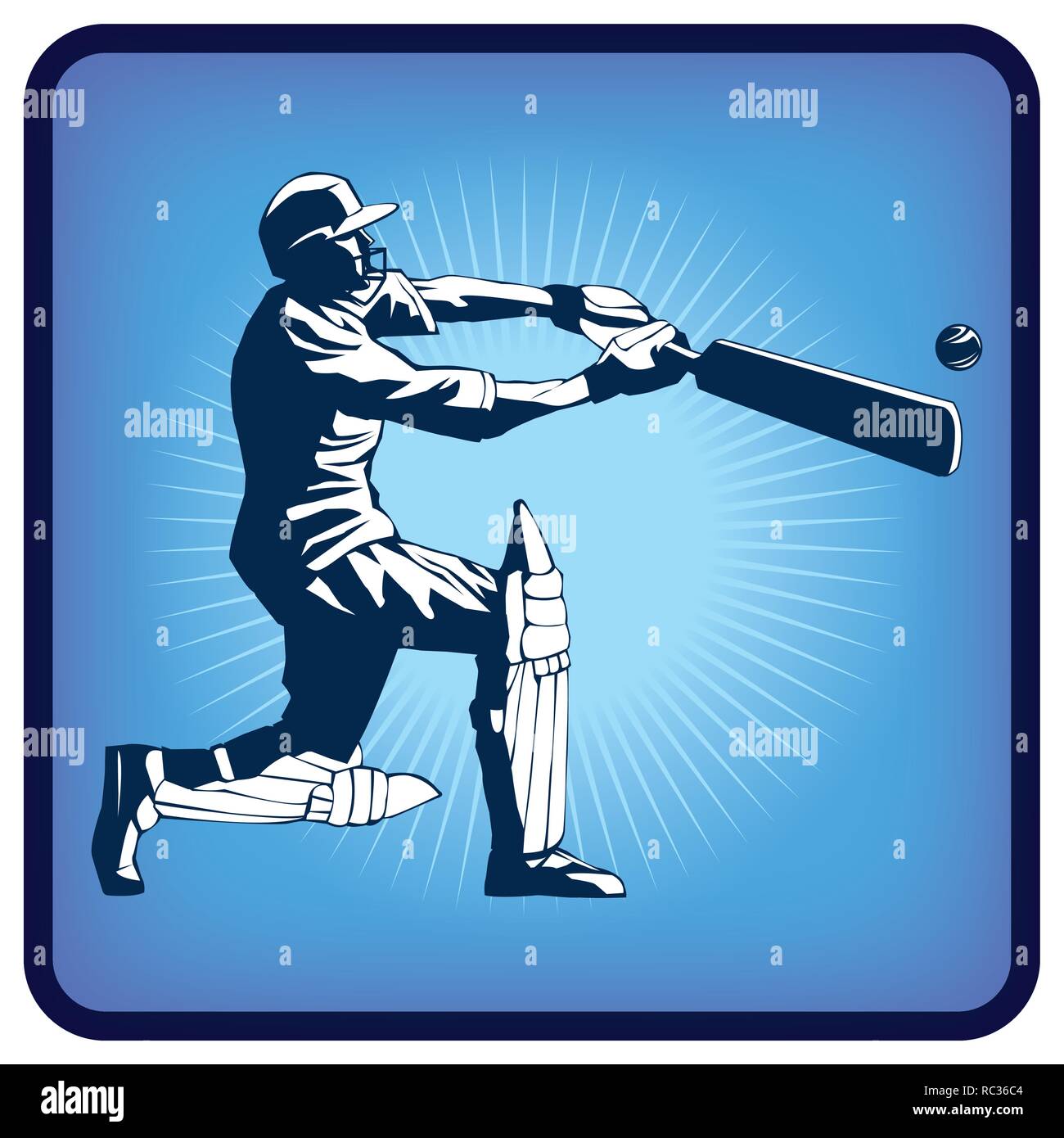 Graphics icon of cricket player batsman on light blue background Stock ...