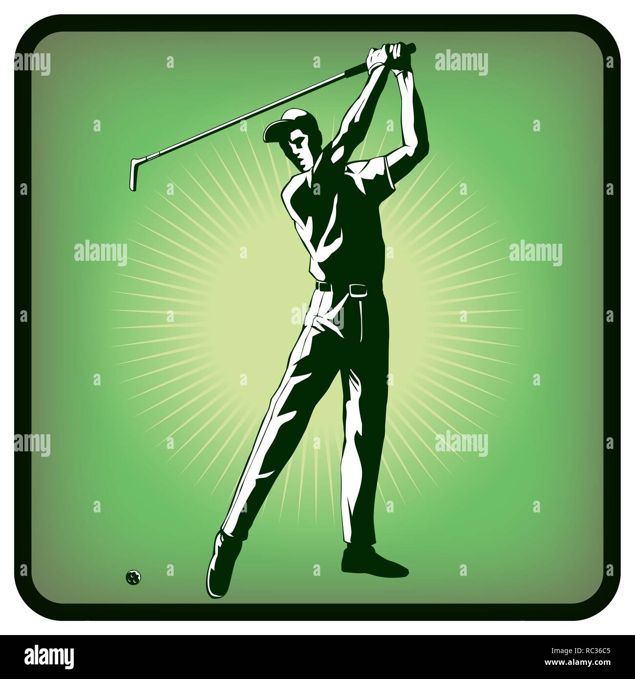 Graphics icon of golf player on green background Stock Vector Image ...