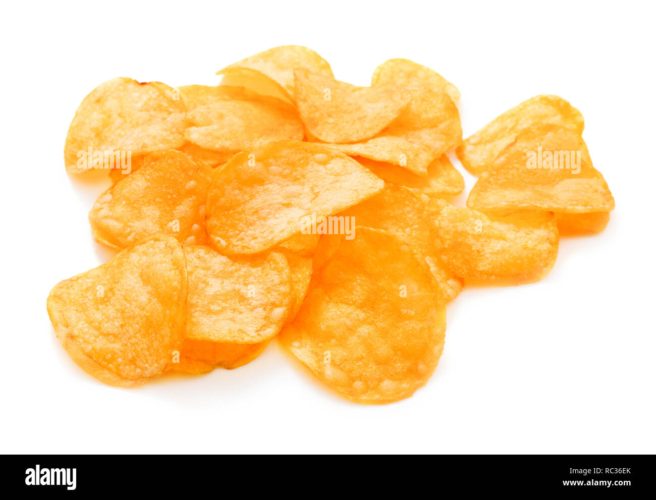heap of potato chips isolated on white background Stock Photo - Alamy