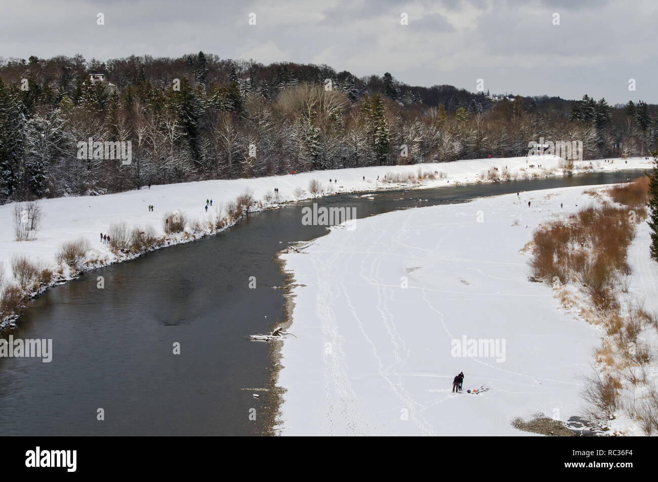 Winter in Munich. River Isar Stock Photo - Alamy