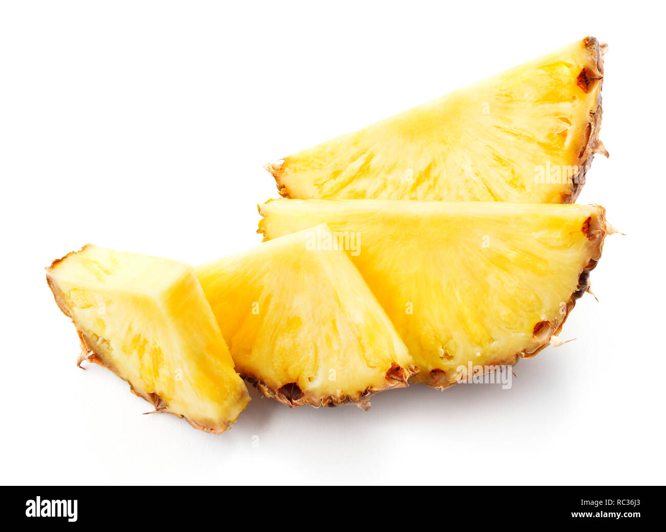 fresh ripe pineapple slices isolated on white background Stock Photo ...