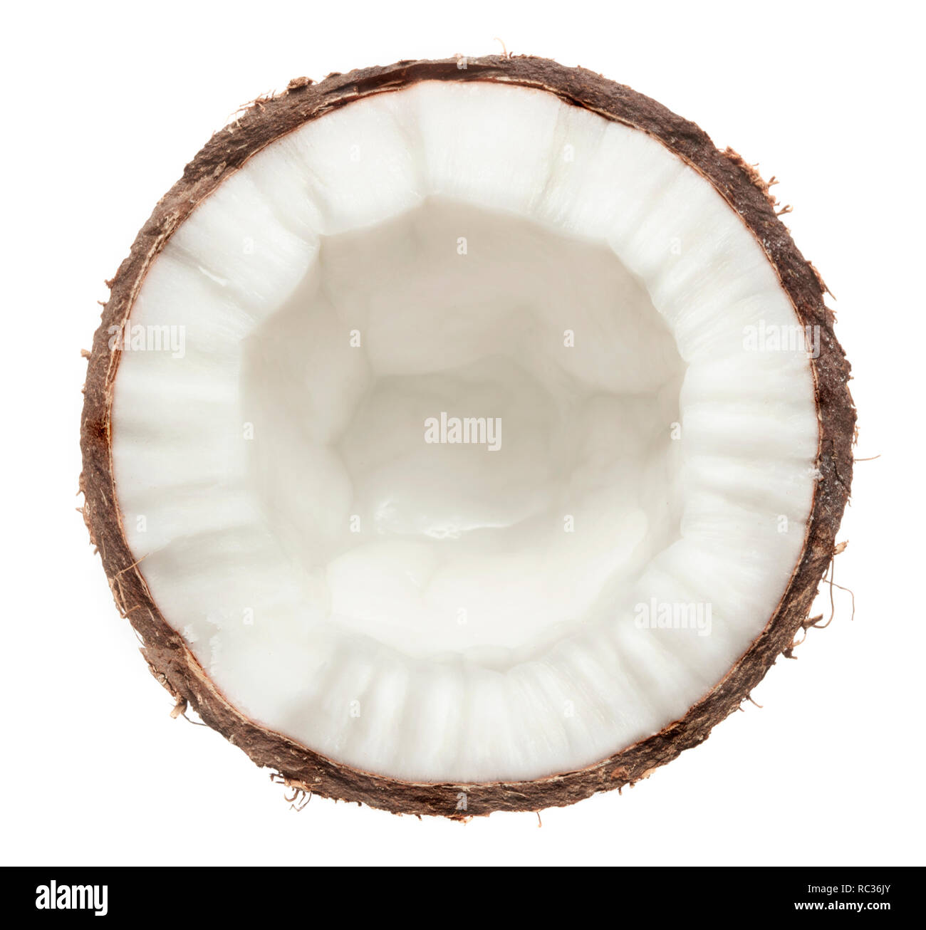 half of ripe coconut isolated on white background Stock Photo - Alamy