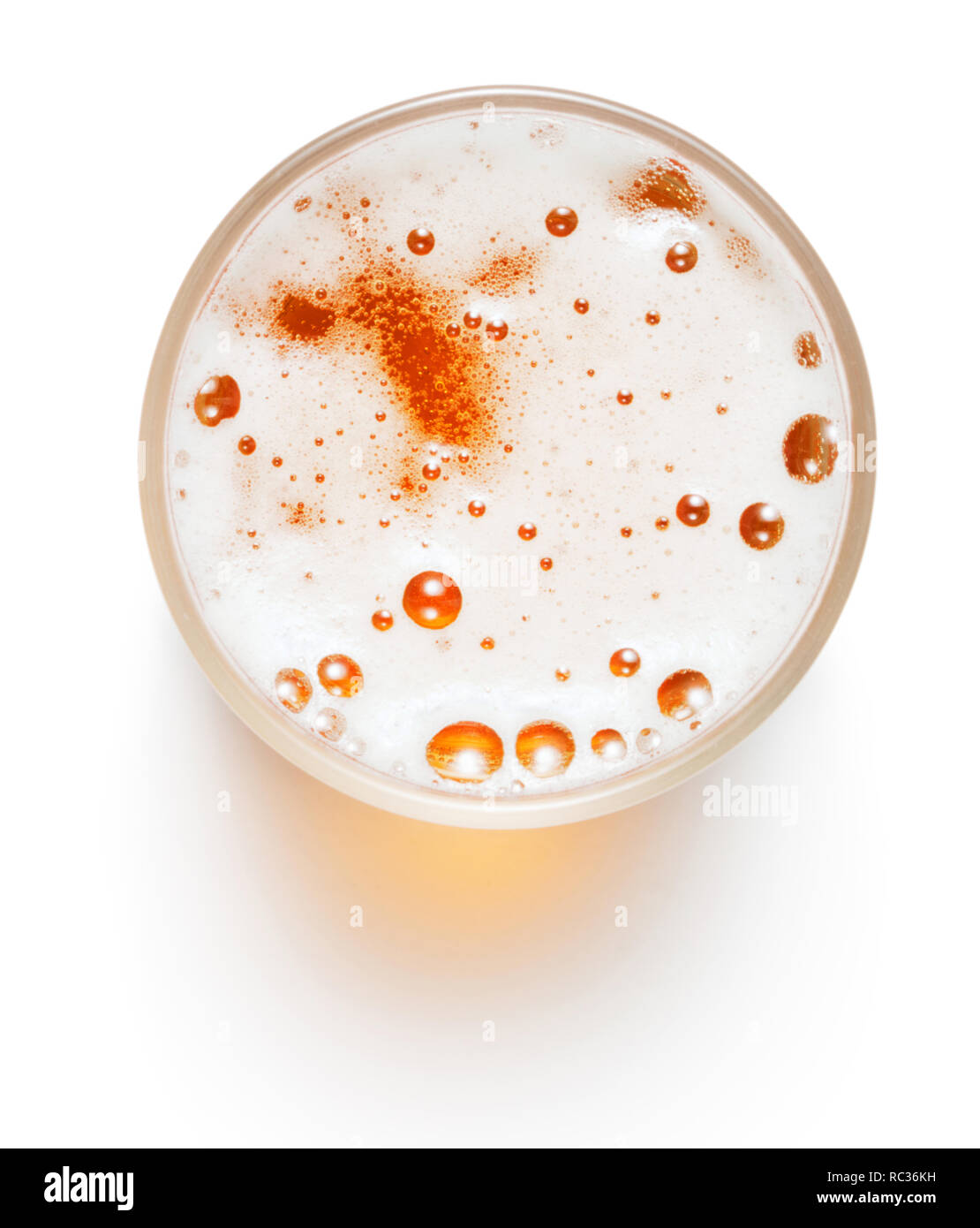 top view of mug of beer isolated on white background Stock Photo - Alamy