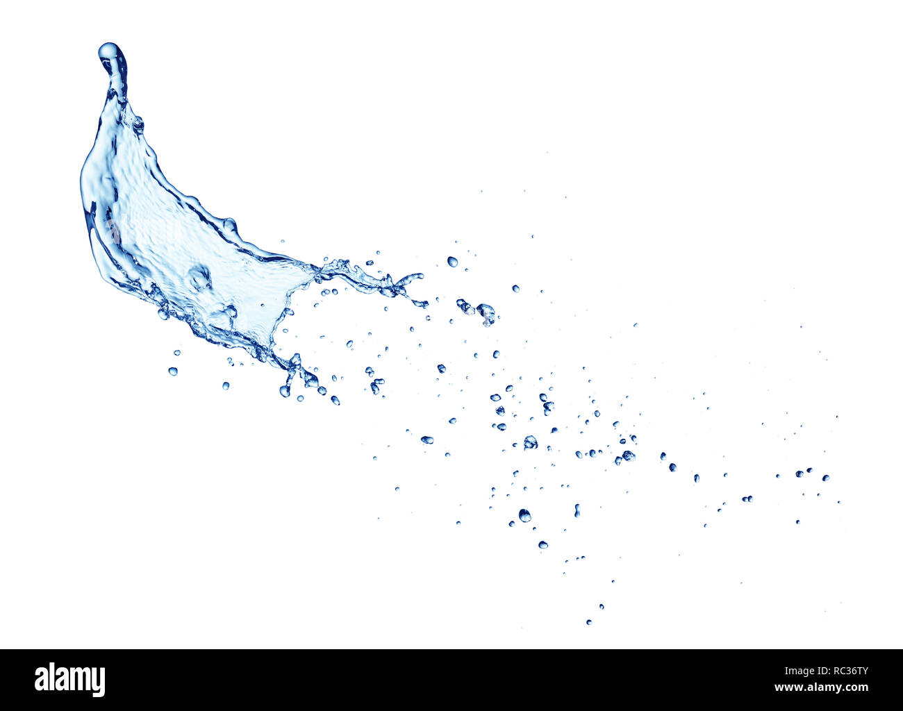 single pure blue water splash isolated on white background Stock Photo ...