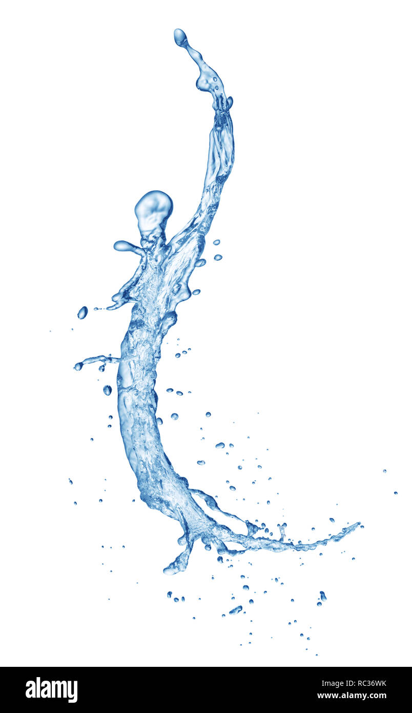 single pure blue water splash isolated on white background Stock Photo ...