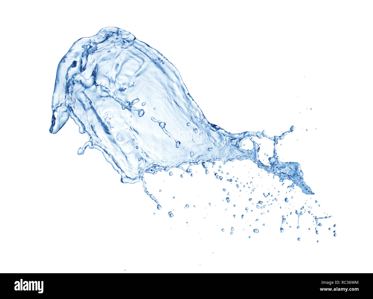 single pure blue water splash isolated on white background Stock Photo ...