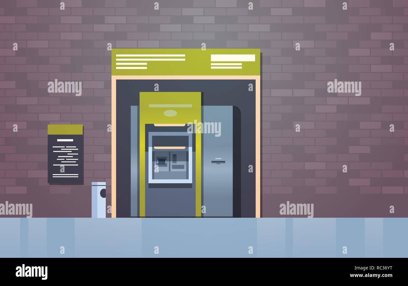 ATM cash automatic teller machine payment terminal icon outdoor banking equipment to withdraw ...