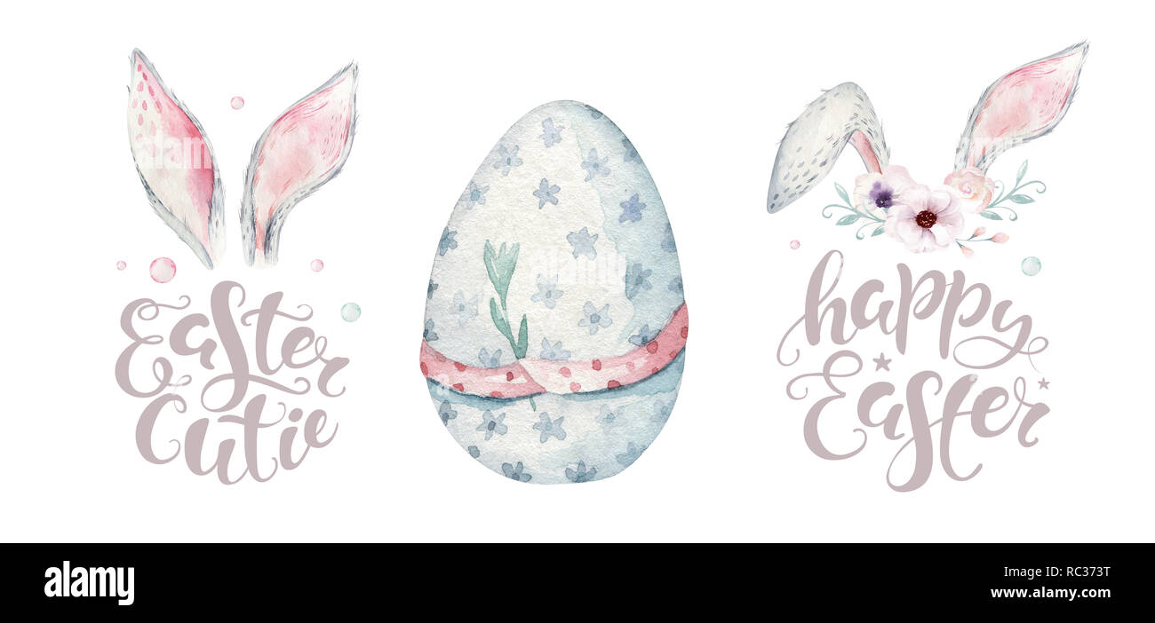 Hand sketched Happy Easter typography lettering overlay poster with ...