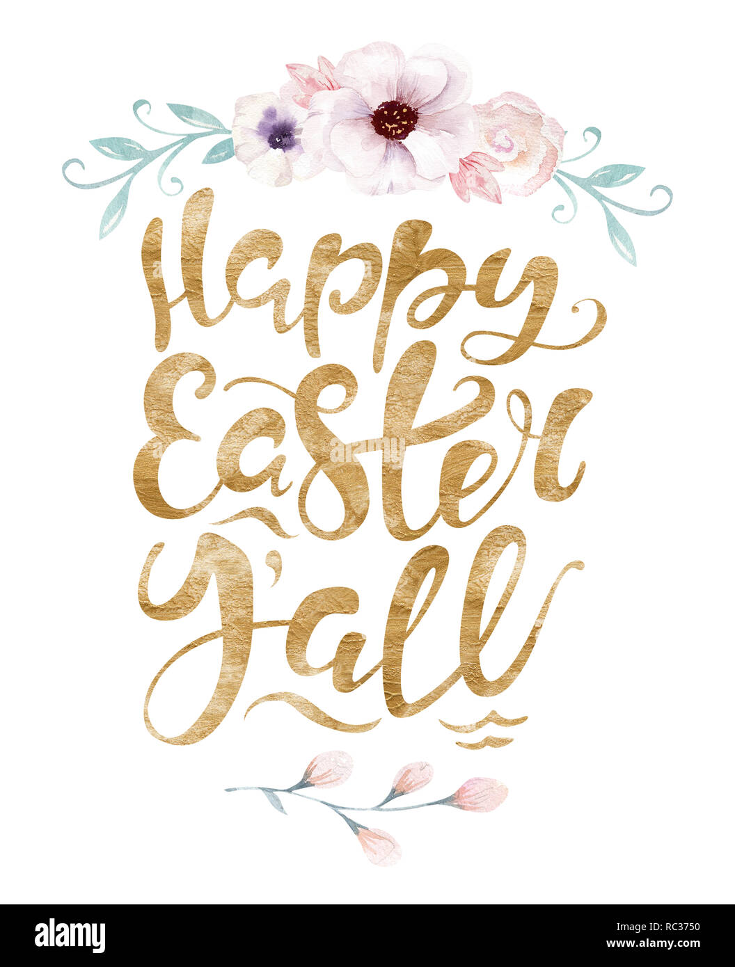 Hand sketched Happy Easter typography lettering overlay poster with ...