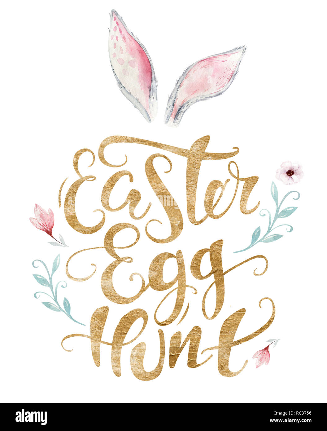 Hand sketched Happy Easter typography lettering overlay poster with ...