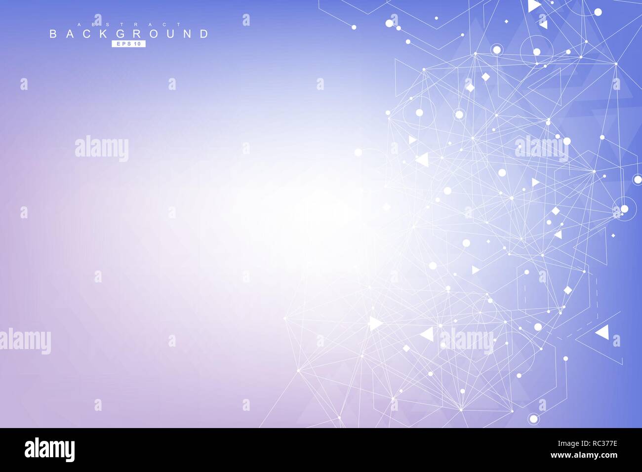 Science network pattern, connecting lines and dots. Technology hexagons ...
