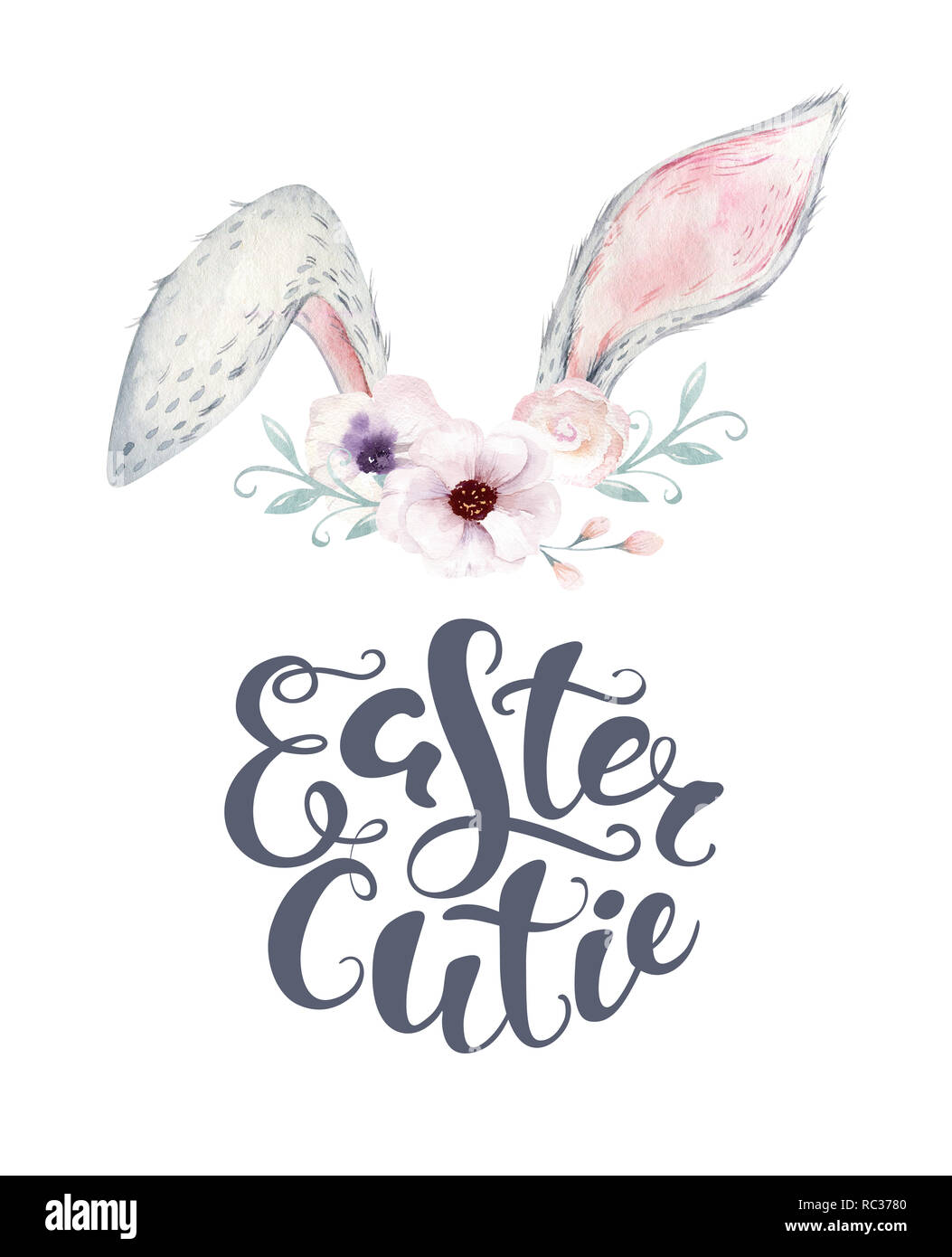 Hand sketched Happy Easter typography lettering overlay poster with ...