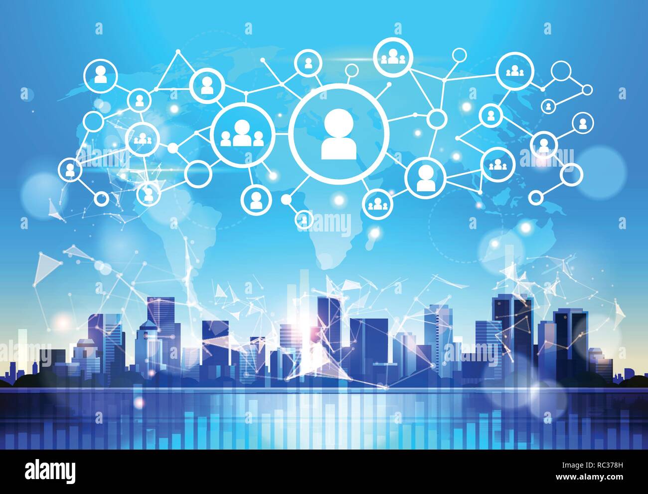 social business communication internet network global connection ...