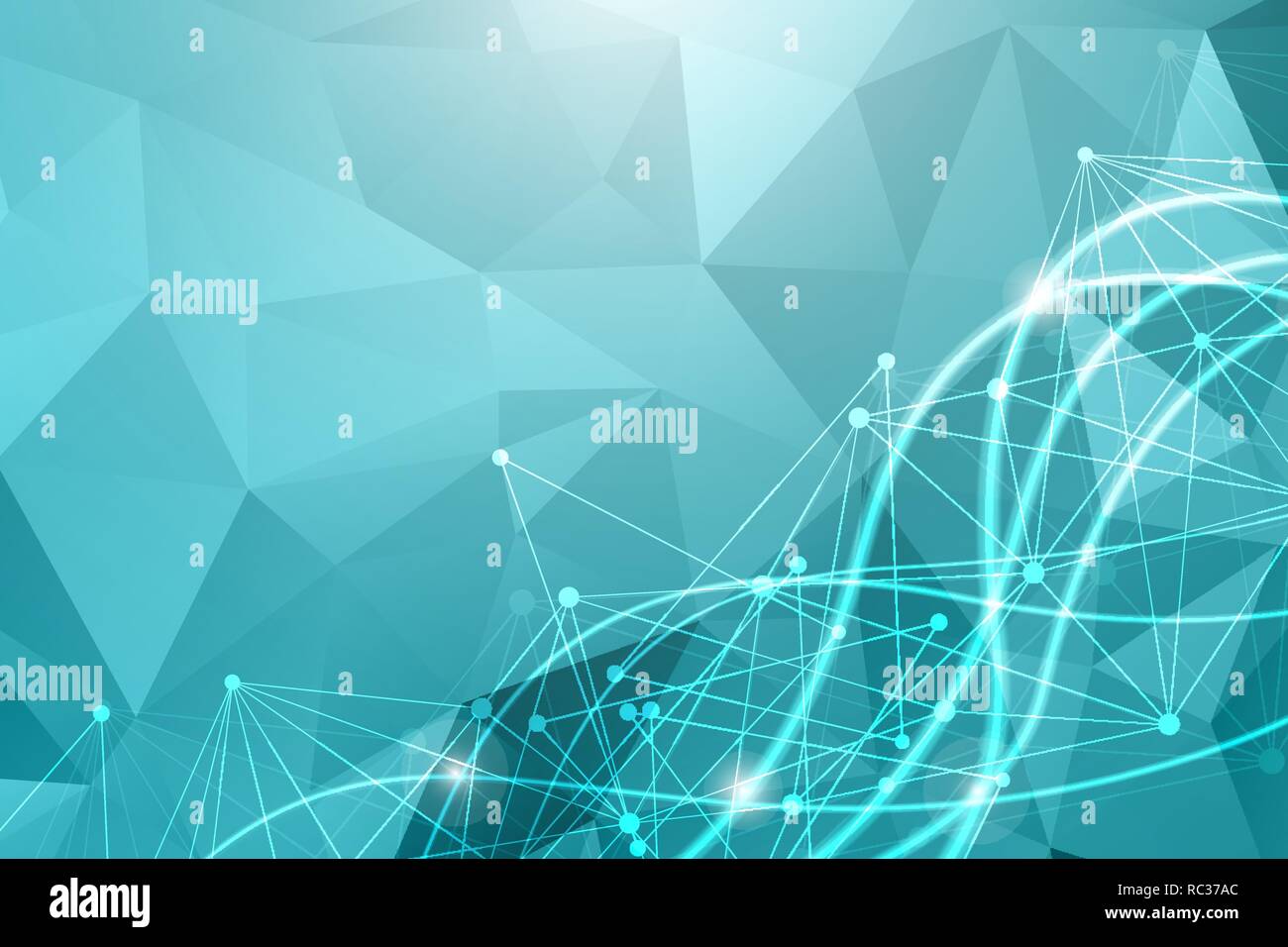 Science network pattern, connecting lines and dots. Technology hexagons ...