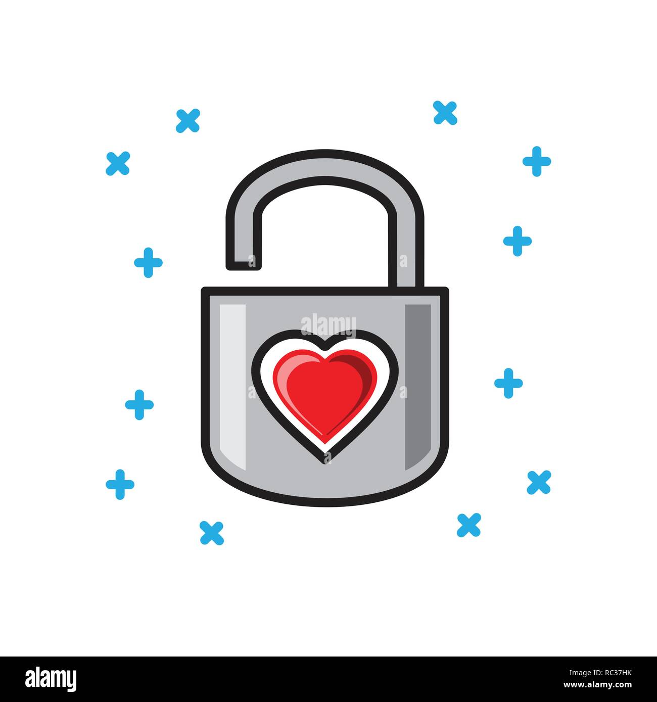 Valentines day love lock icon on white background for graphic and web ...