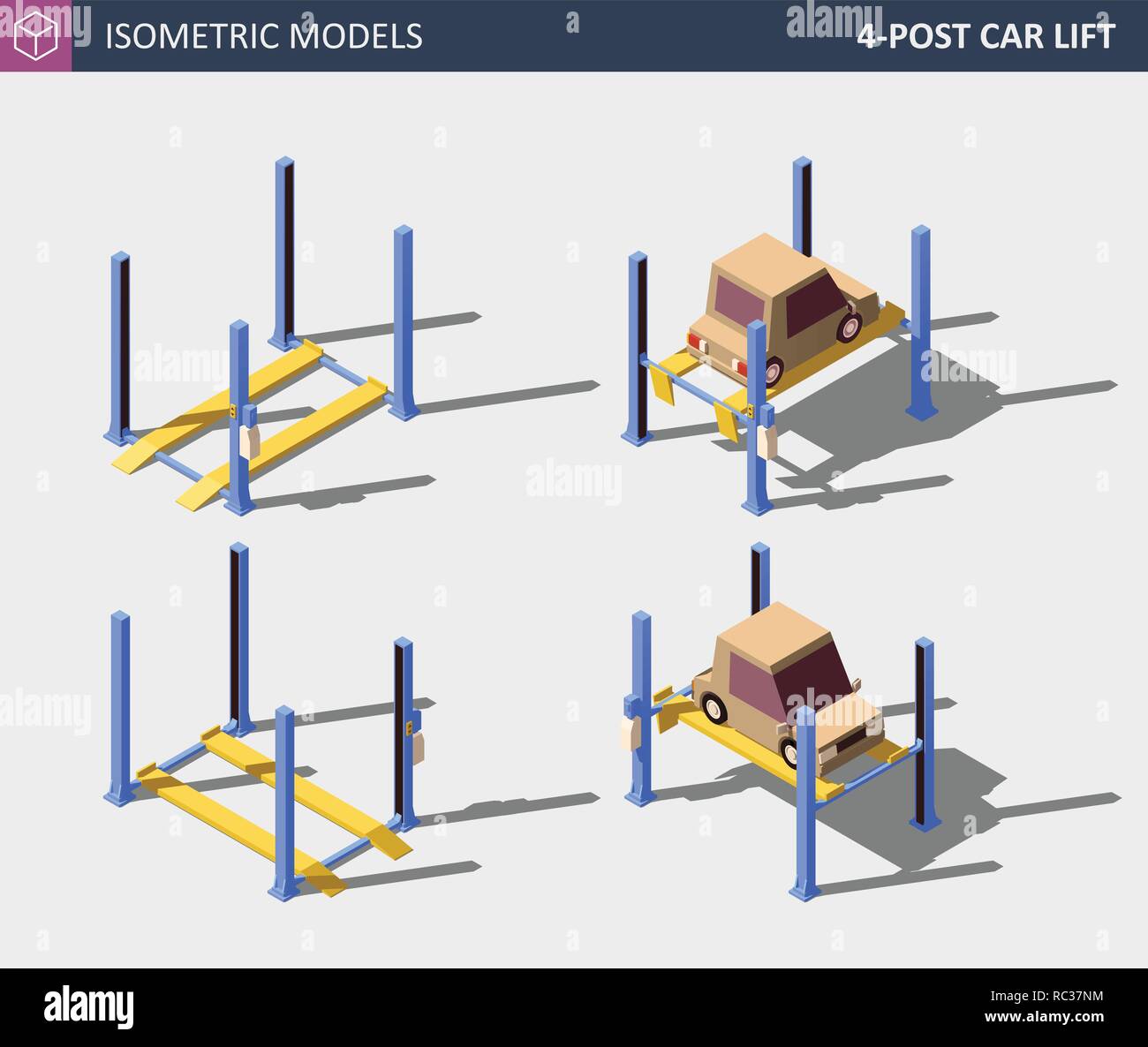 Four Post Car Lift. Auto Service Equipment Concept Stock Vector Image ...