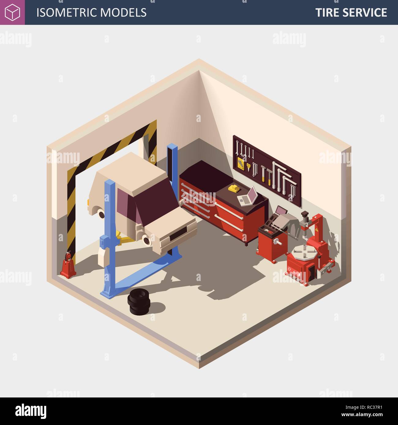 Vector Isometric Auto or Car Service Center Illustration Stock Vector ...