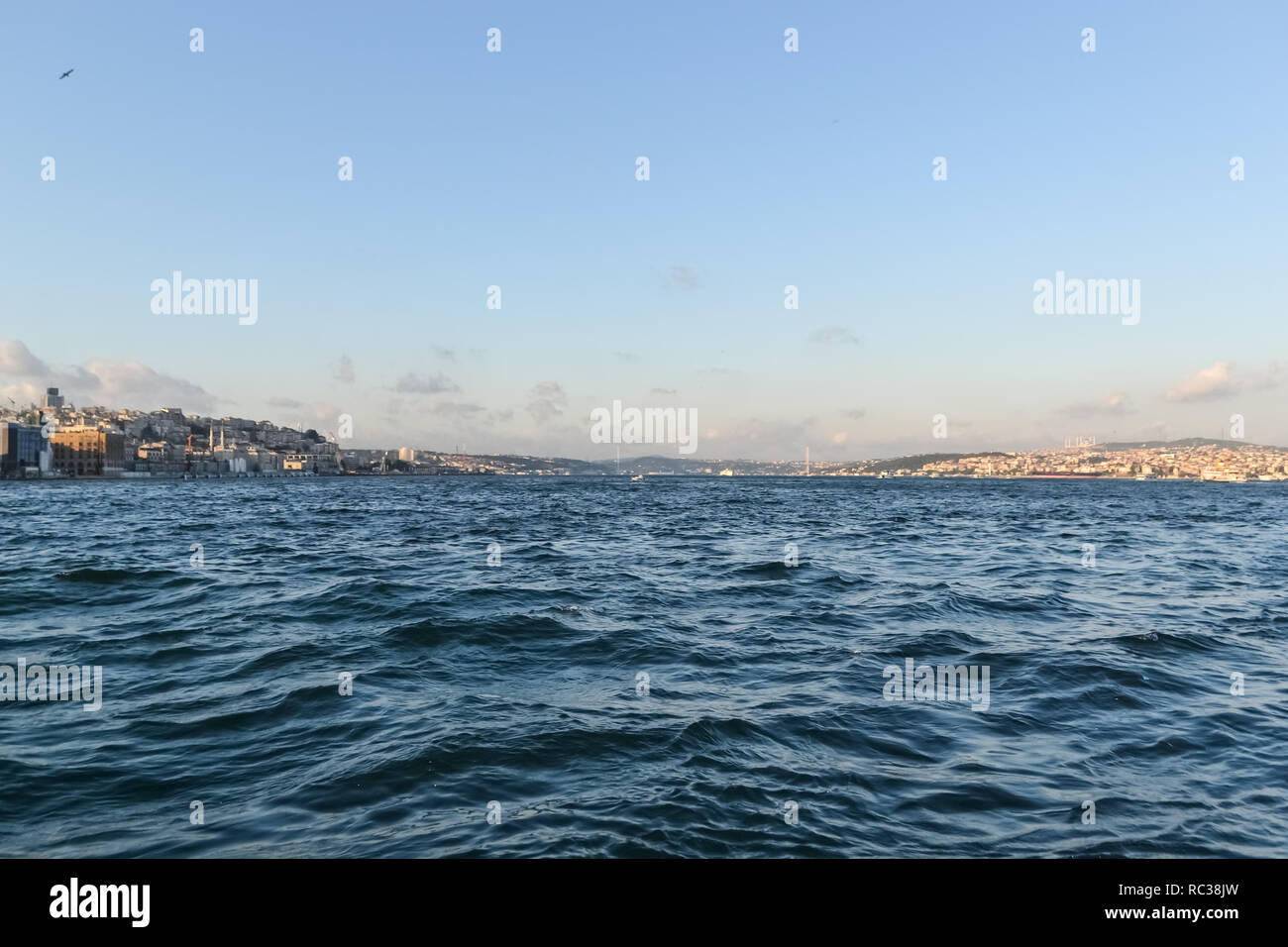 sea Strait view of the opposite shore. blue sea horizon clouds Stock ...
