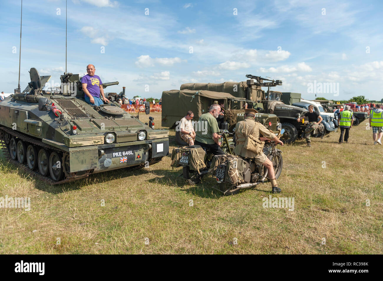 Two vintage British Army Matchless G3 350cc motorcycles and a 1970s ...