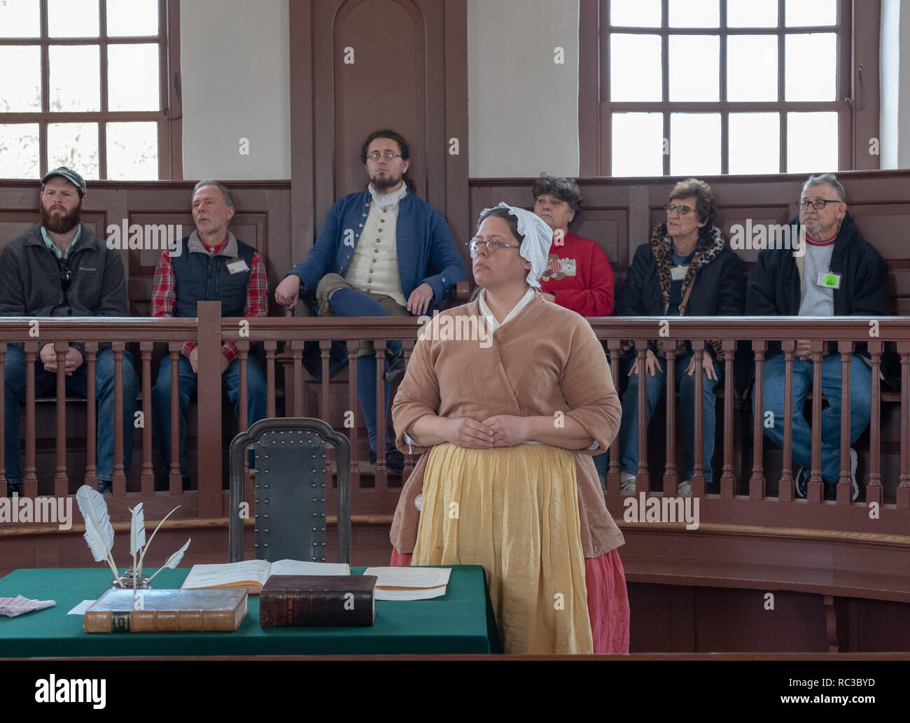 Williamsburg, VA, USA -- January 9, 2019. Actors in period costume, and ...