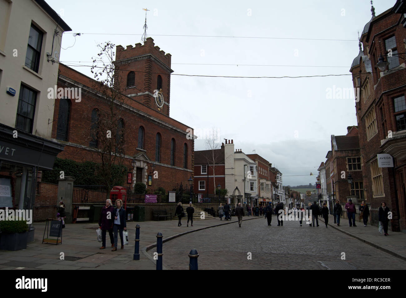 Top of Guildford High Street with view of Holy Trinity and St Mary's ...