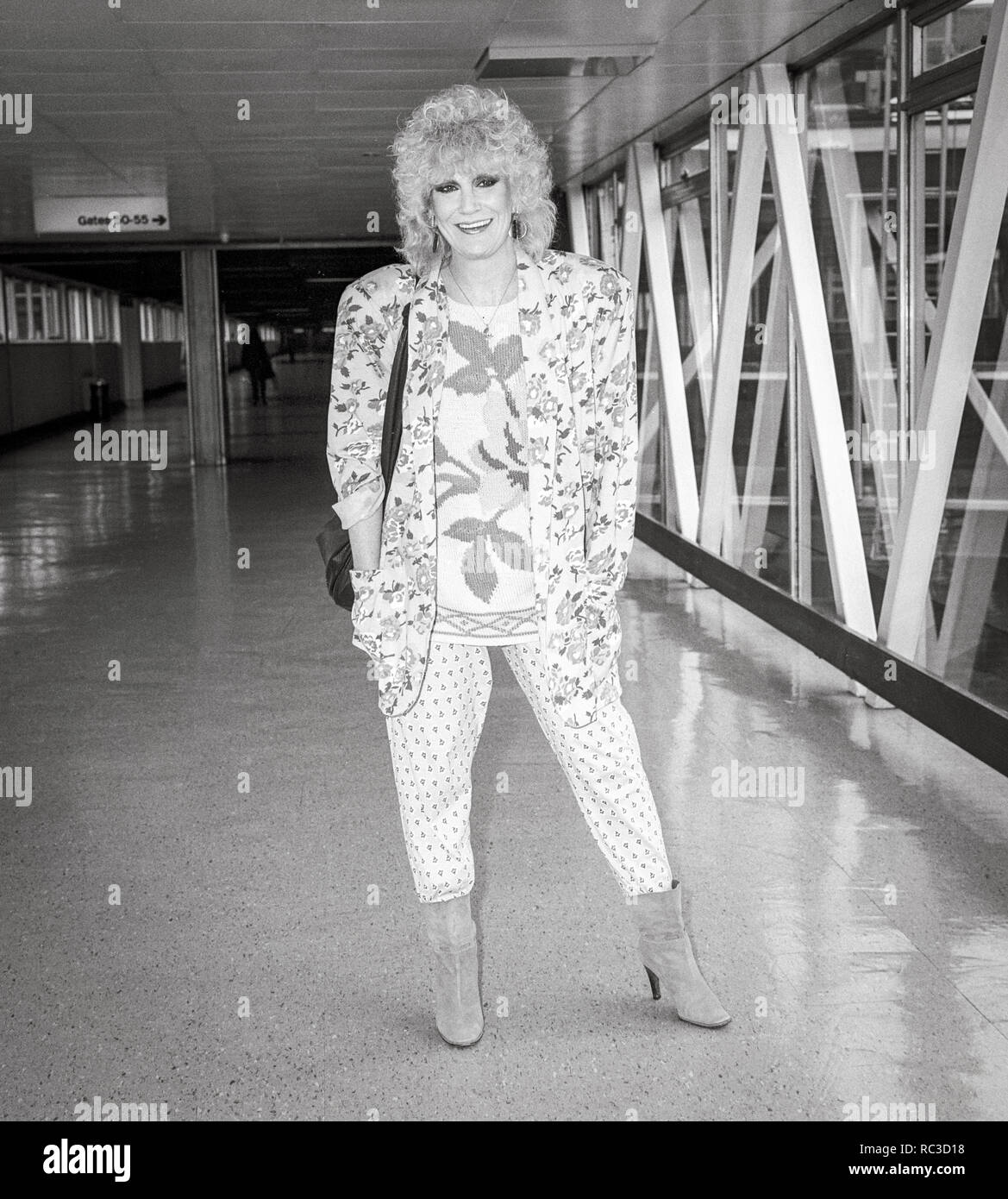 Rock and pop singer Dusty Springfield arriving at Heathrow in 1985 ...