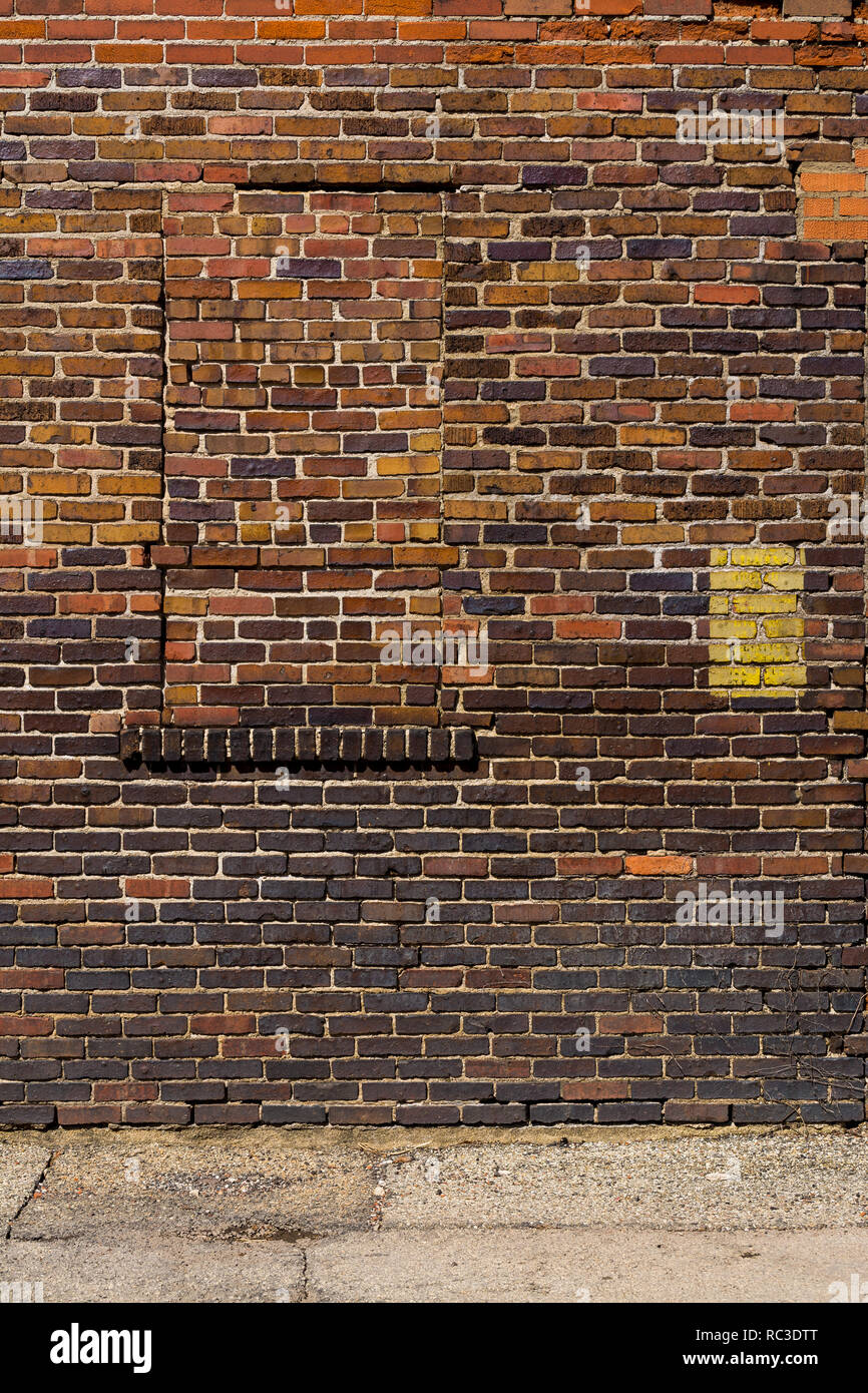 Old brick wall with brick filled window Stock Photo - Alamy