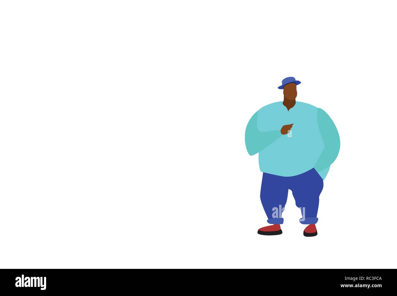 african american big fat man standing pose full length male cartoon ...