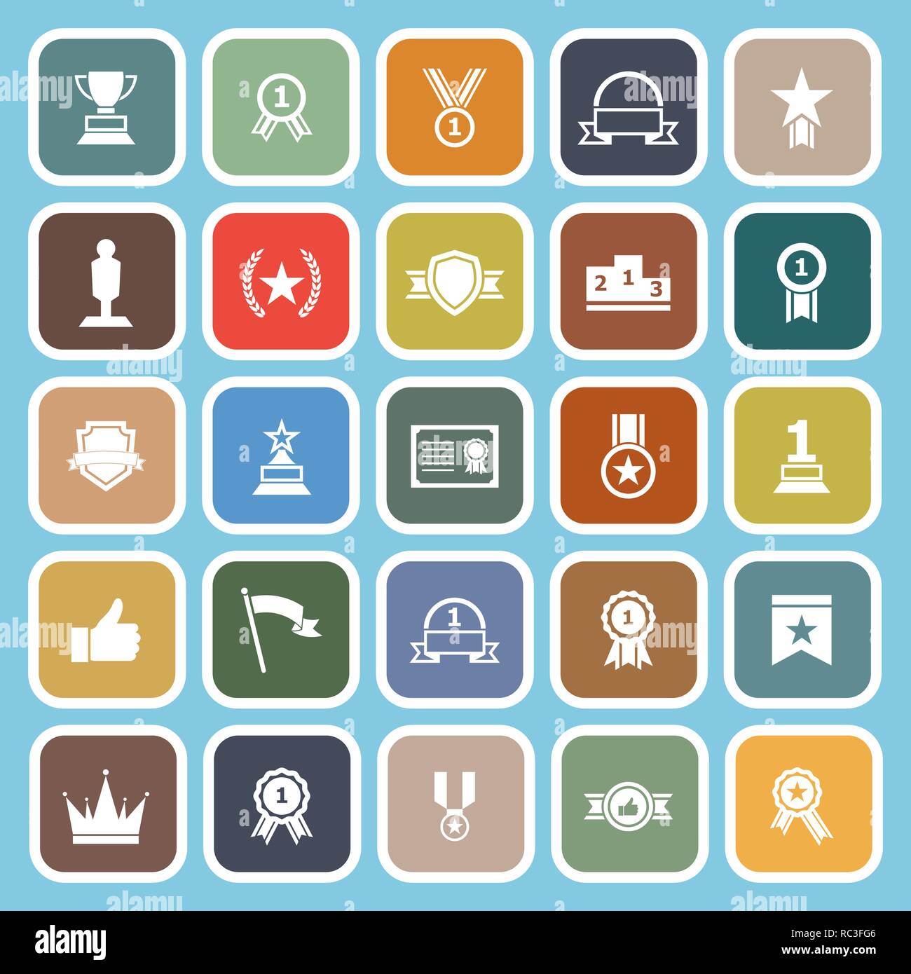 Winner flat icons on blue background, stock vector Stock Vector Image ...