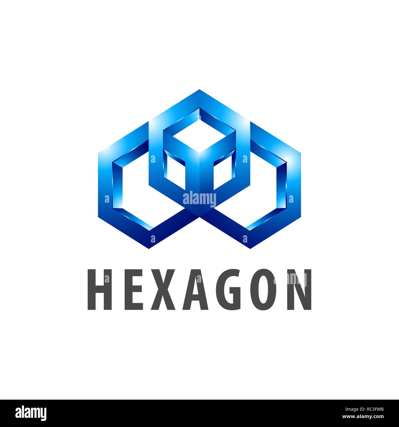 Hexagon three dimensional style logo concept design. Symbol graphic ...