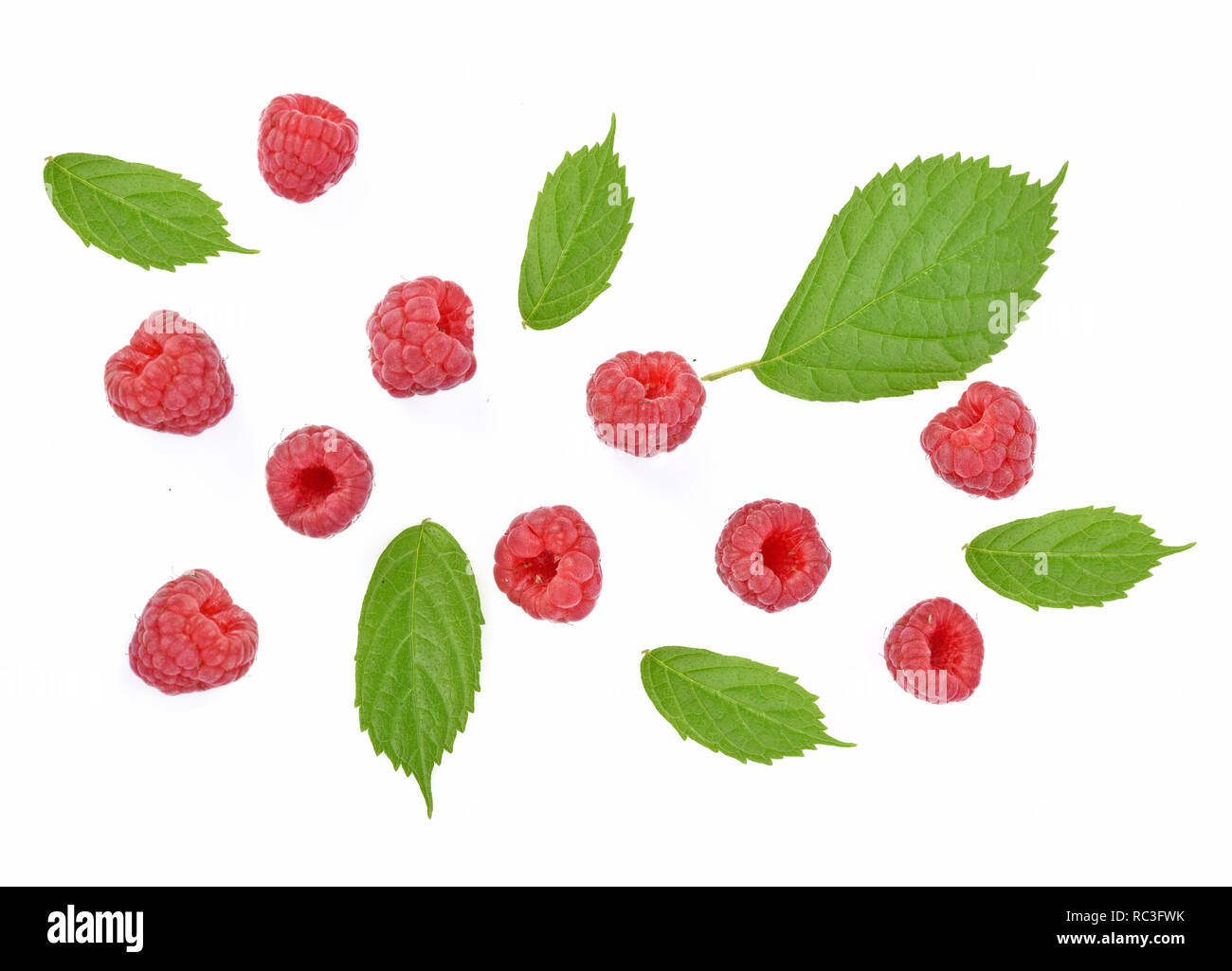 Top view of Raspberries isolated on white background Stock Photo - Alamy