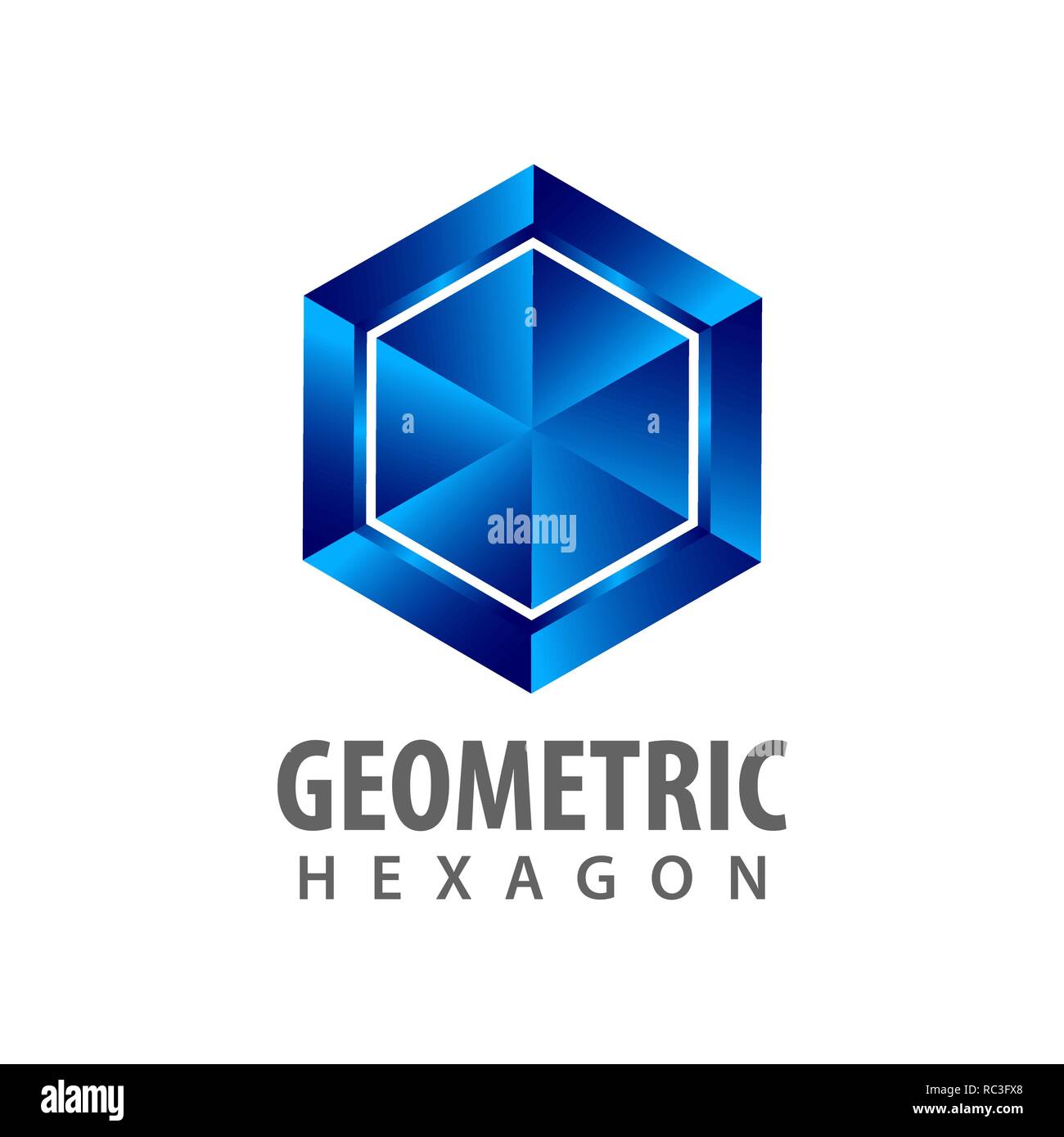 Geometric hexagon three dimensional style logo concept design. Symbol ...