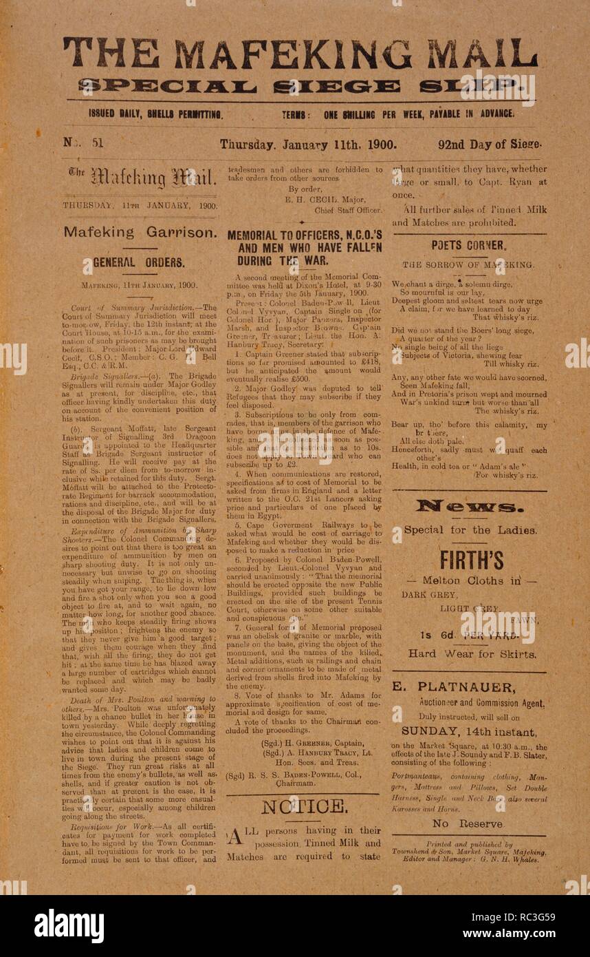 Siege of mafeking hi-res stock photography and images - Alamy