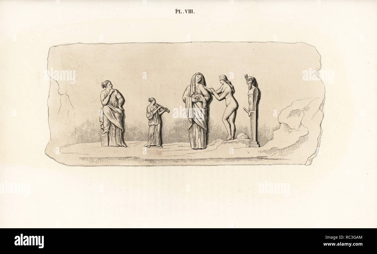 Bas-relief of a young woman sacrificing her virginity to the god ...