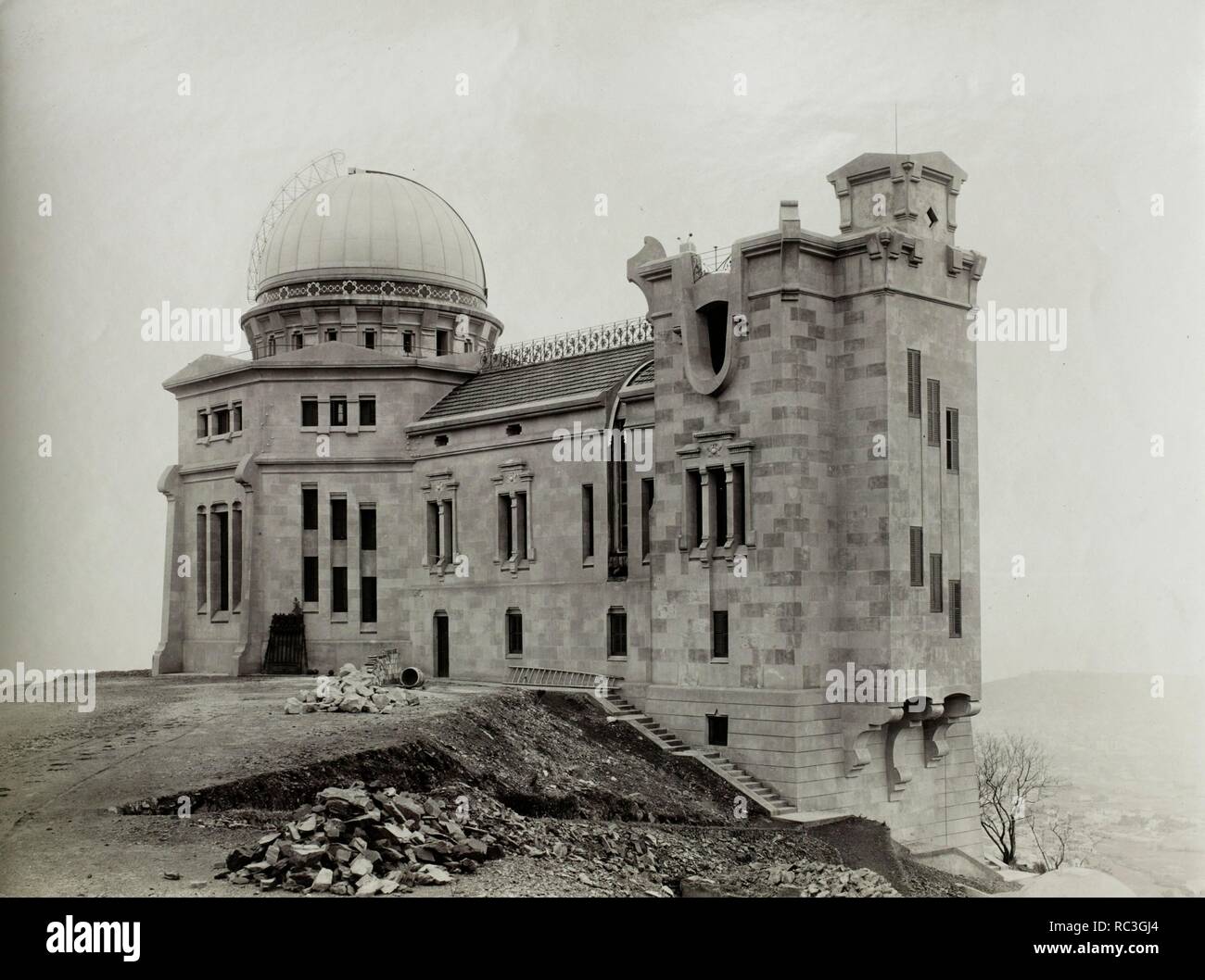 FABRA OBSERVATORY DURING CONSTRUCTION WORKS, BY ARCHITECT JOSEP ...