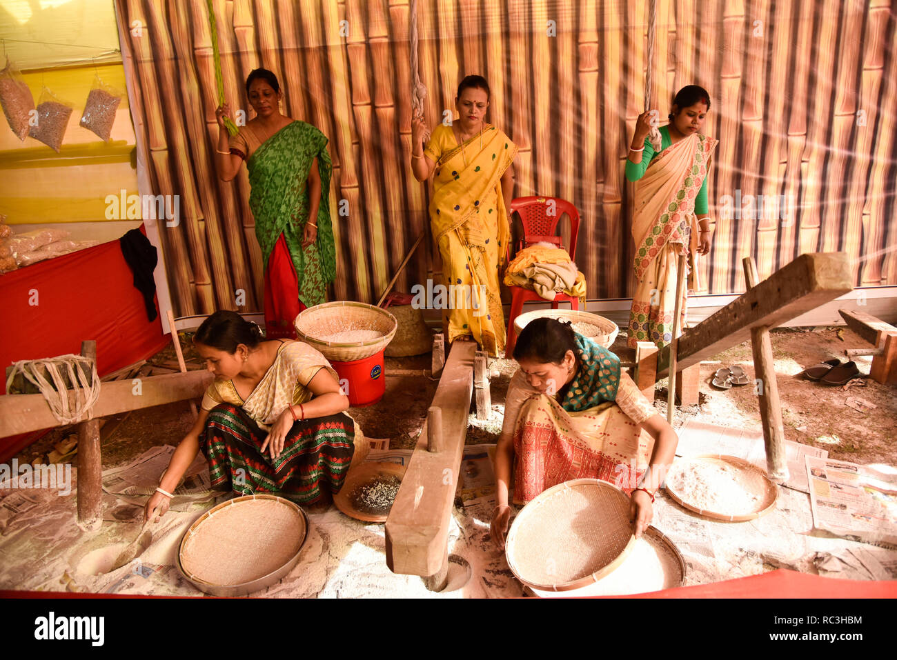 Guwahati, Assam, India. 13th January 2019. Assamese people are ...